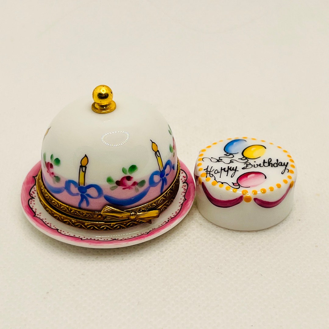 BIRTHDAY CAKE ~ Limoges Trinket Box ~ Guy Vielle (GV) ~ Peint Main ...