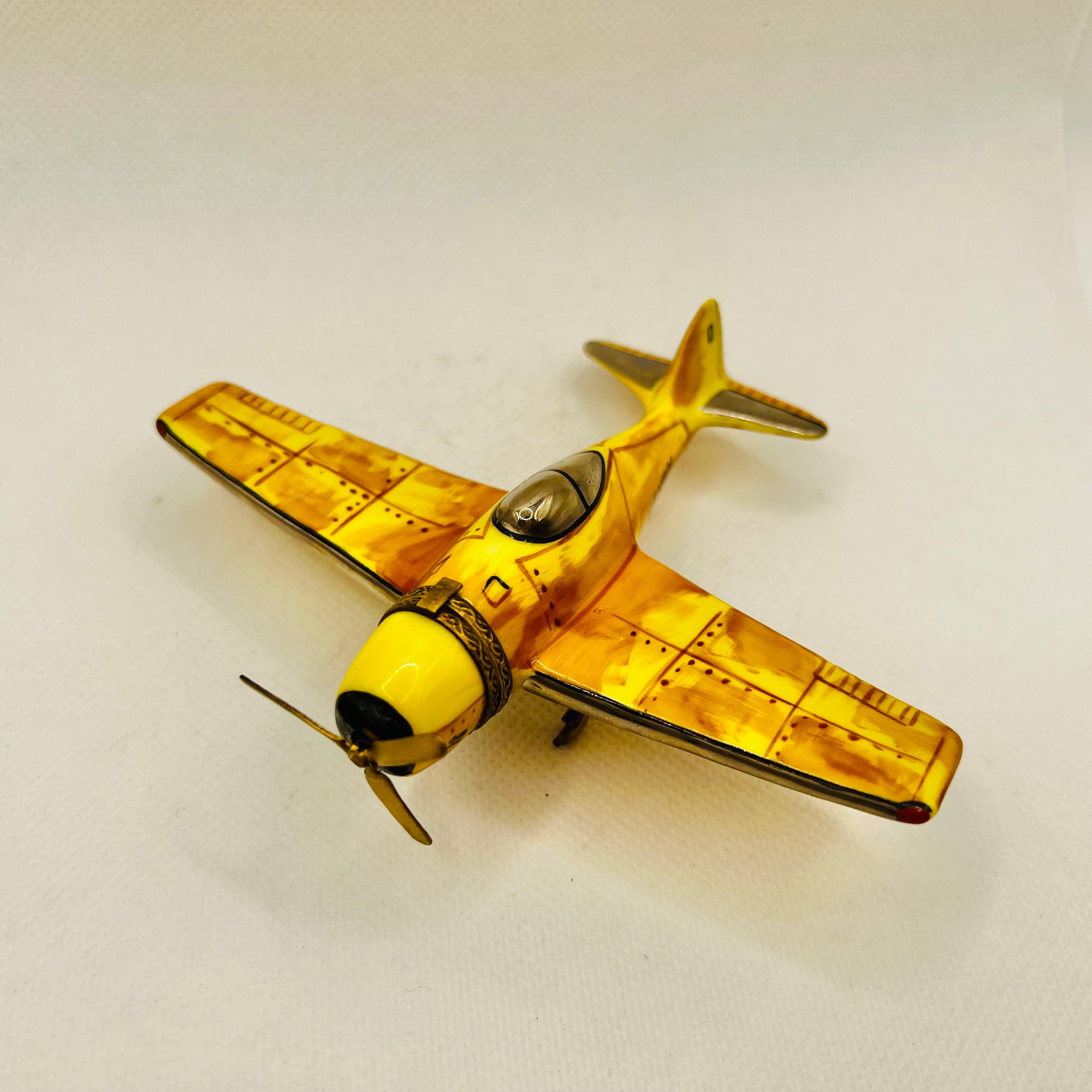 WWII War Plane Limoges Trinket Box Peint Main France Rare Airplane ...