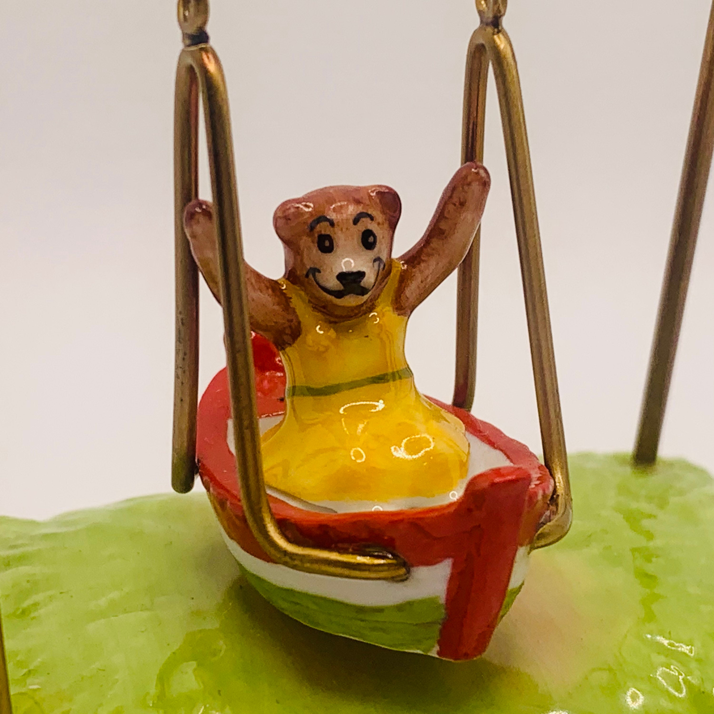 Rare TEDDY BEAR Girl on Swing Limoges Trinket Box Parry - Etsy