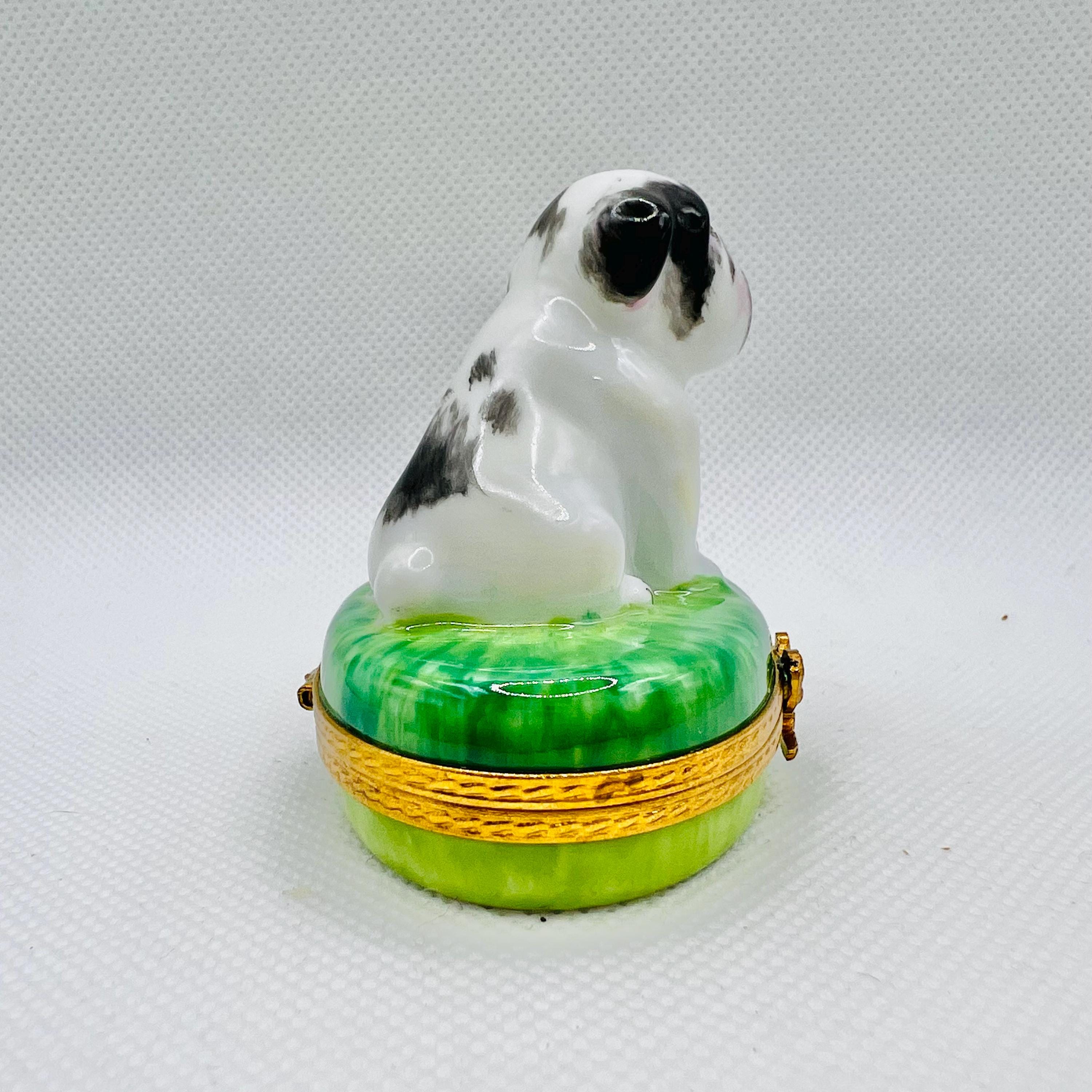 Adorable English Bulldog W/ Bone ~ Limoges Trinket Box ~ Pierre Arquie ...