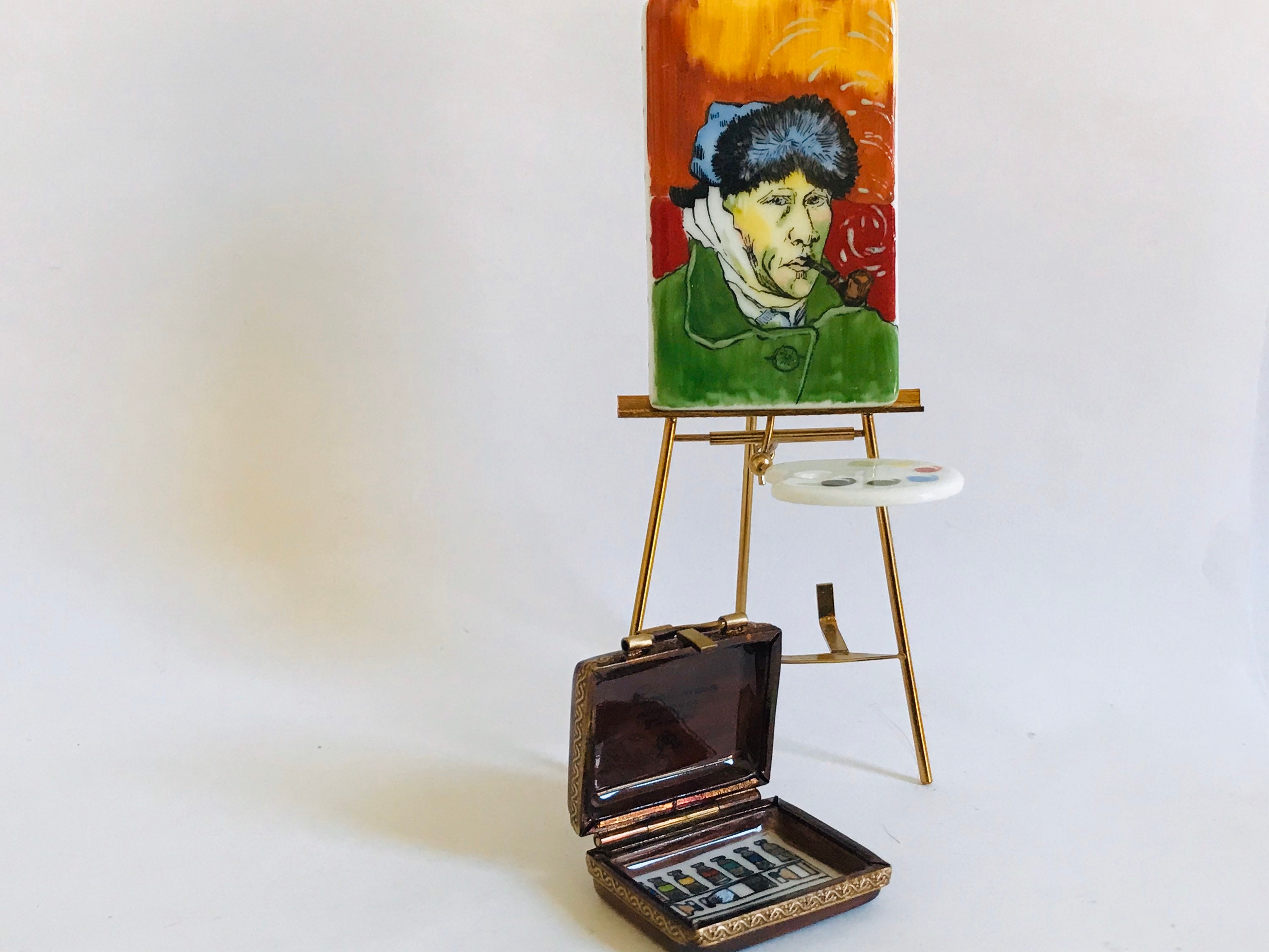 RARE Van Gogh Self-portrait on Easel ~ Limoges Trinket Box ~ Gérard ...
