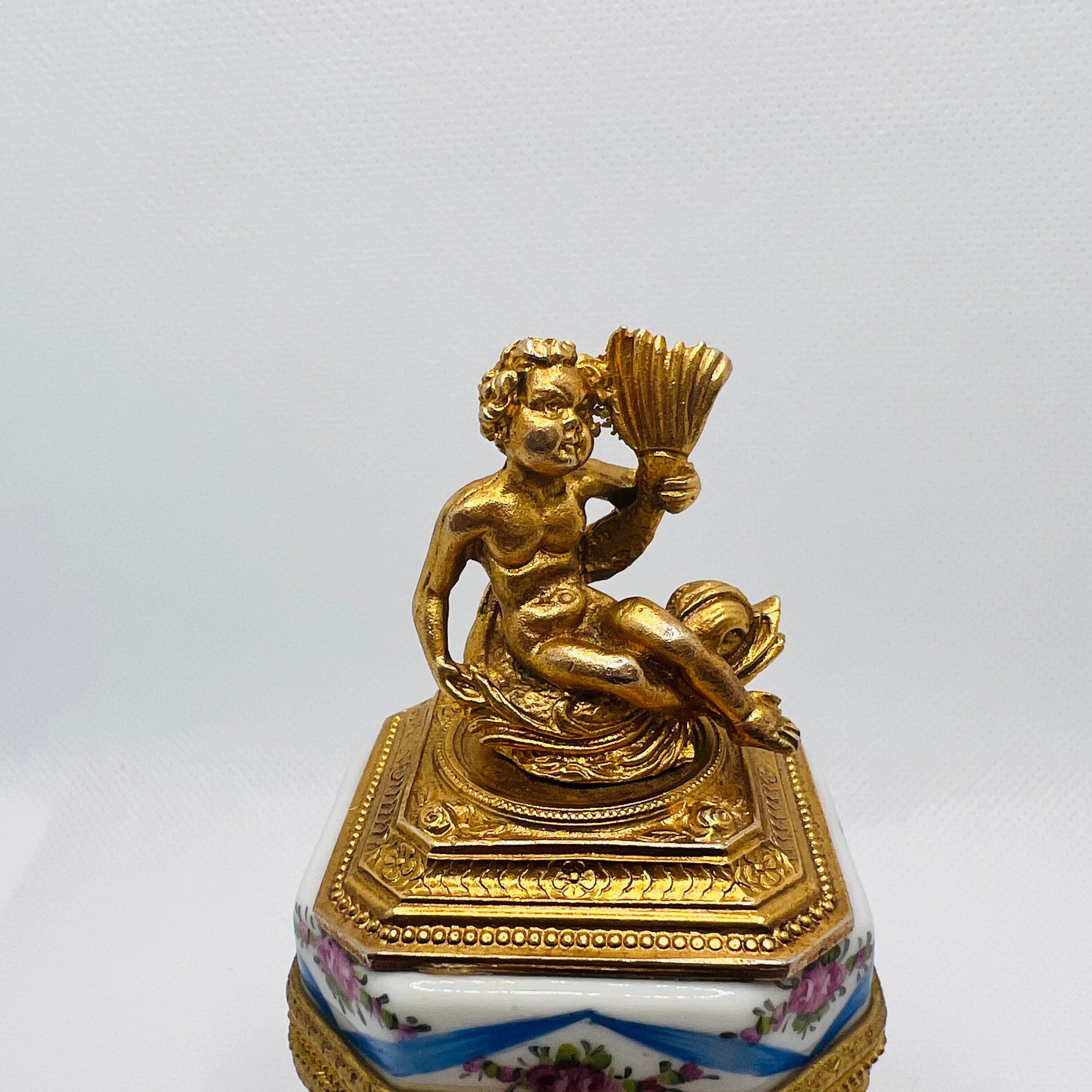 Stunning ANTIQUE Limoges INKWELL With Cherub on Dolphin - Etsy