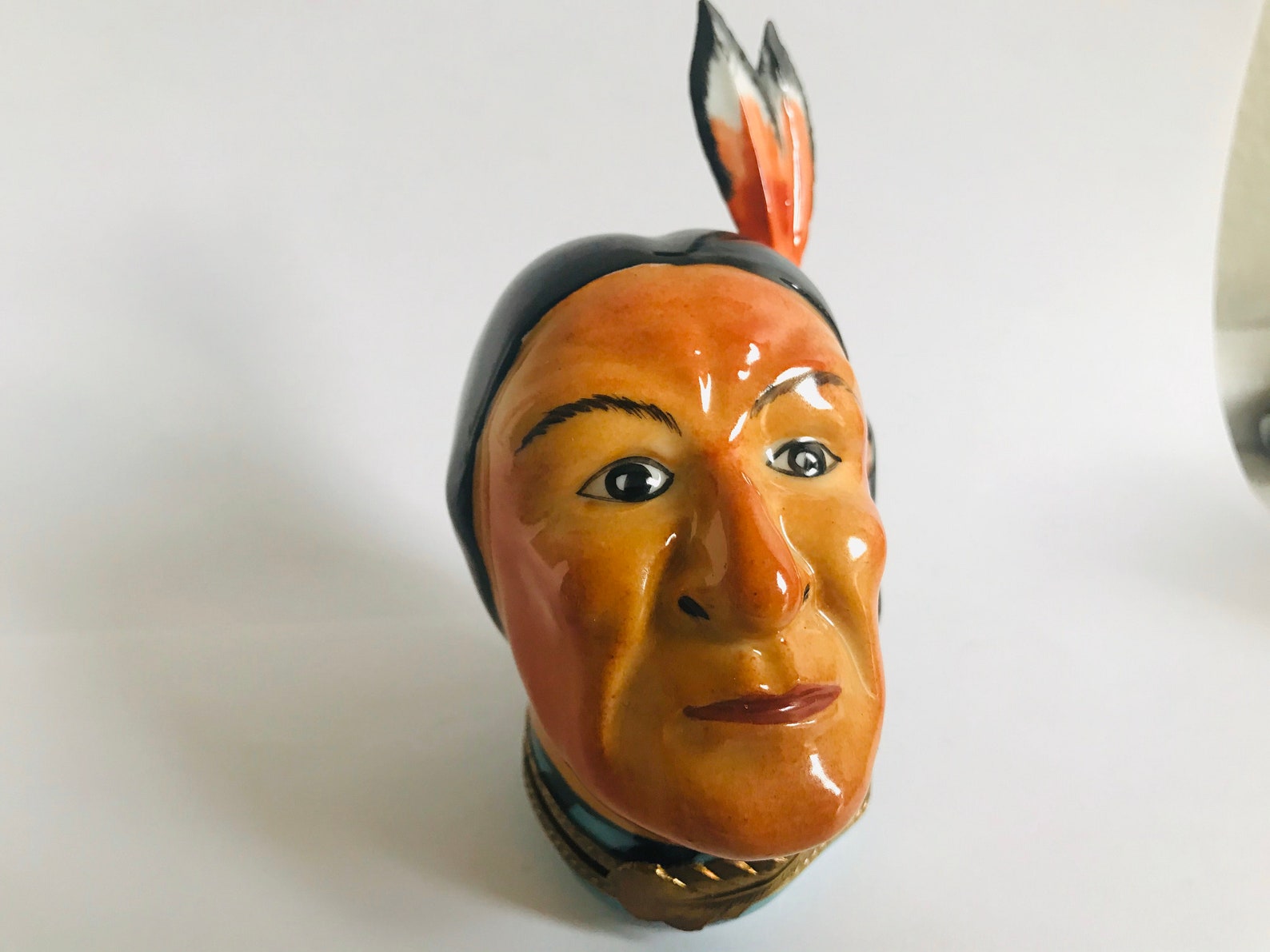 Ultra-rare NATIVE CHIEF Warrior Face W/ FEATHERS Limoges - Etsy