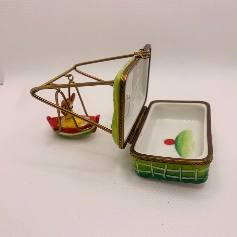 Rare TEDDY BEAR Girl on Swing Limoges Trinket Box Parry | Etsy