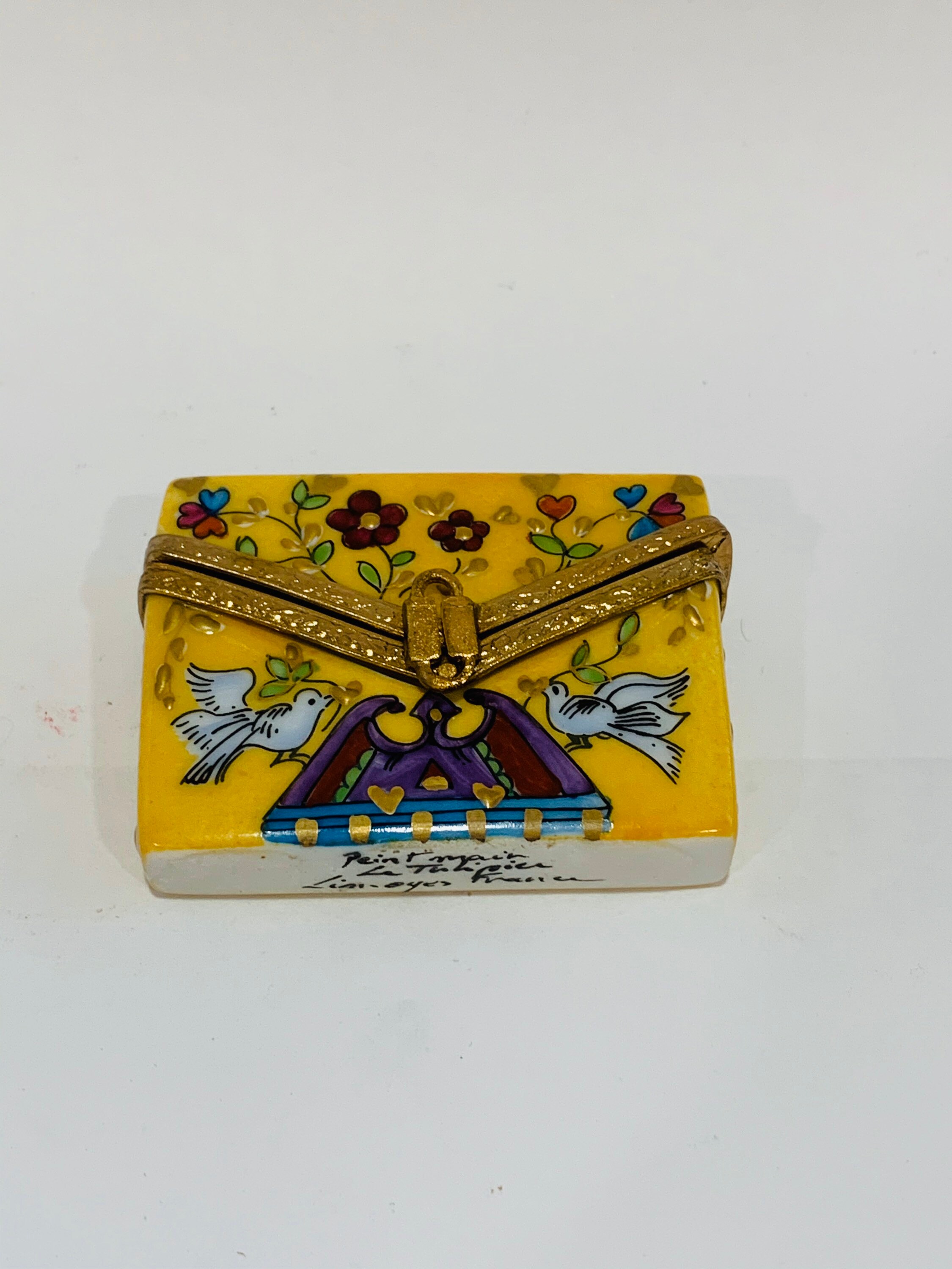 RARE LOVE LETTER Limoges Trinket Box Peint Main hand-painted in Limoges ...