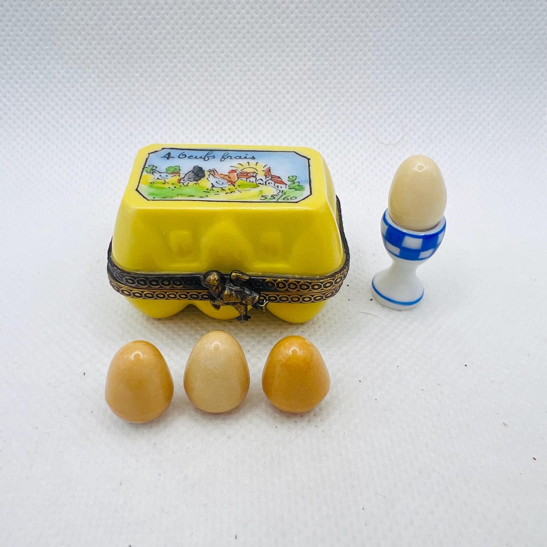 VERY RARE Egg Cartoon W/ Four Eggs and Soft-boiled Egg Cup ~ Limoges ...