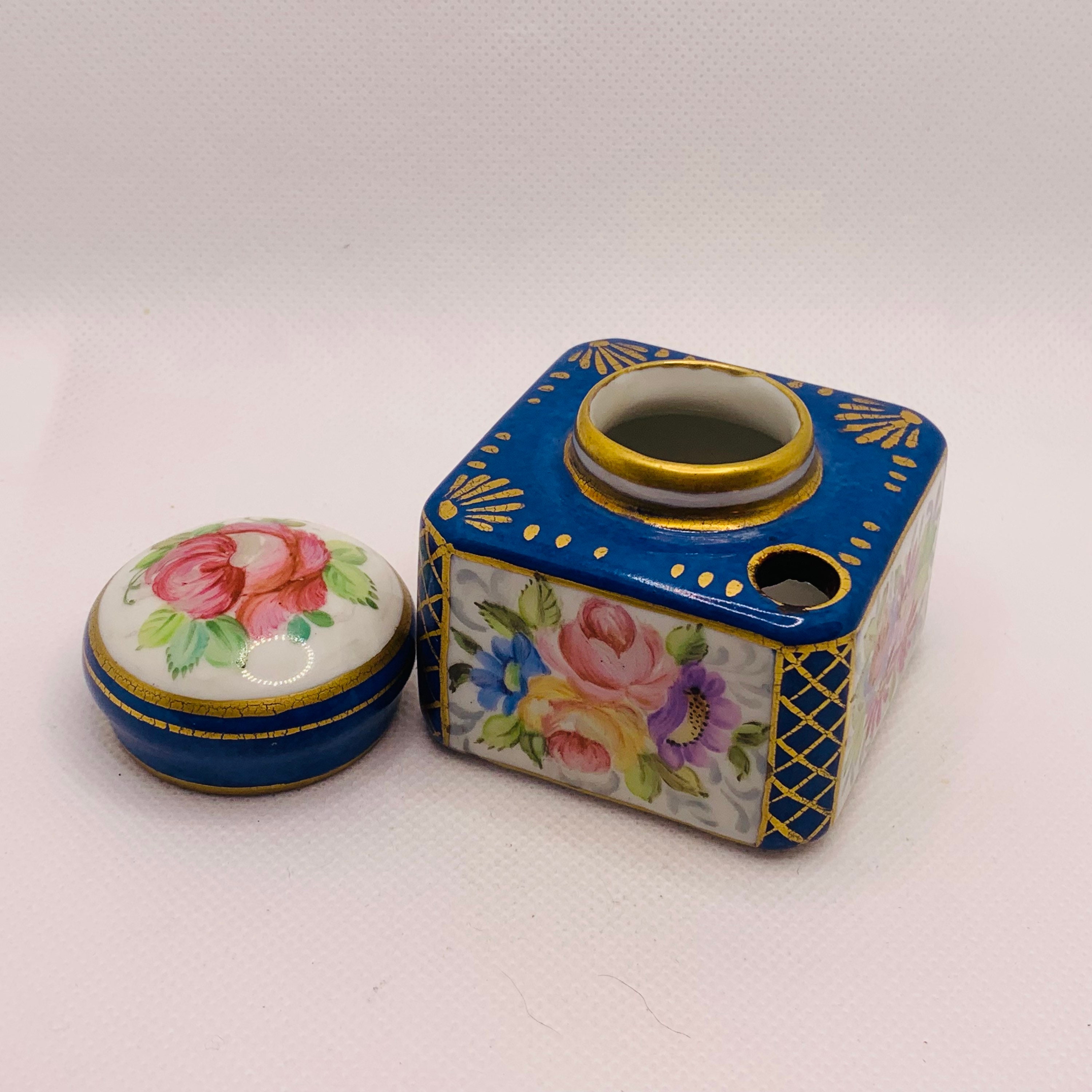 Stunning, Rare Antique INKWELL Limoges Box Peint Main Limoges, France ...