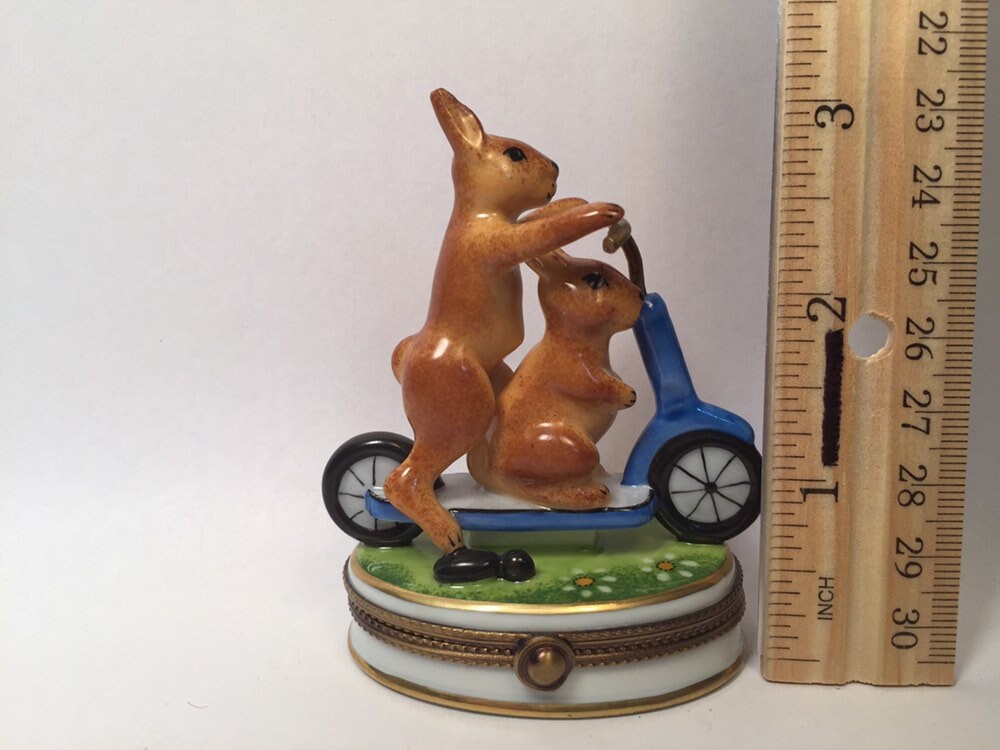 Rabbits on Scooter Limoges Trinket Box Peint Main France Great Gift ...