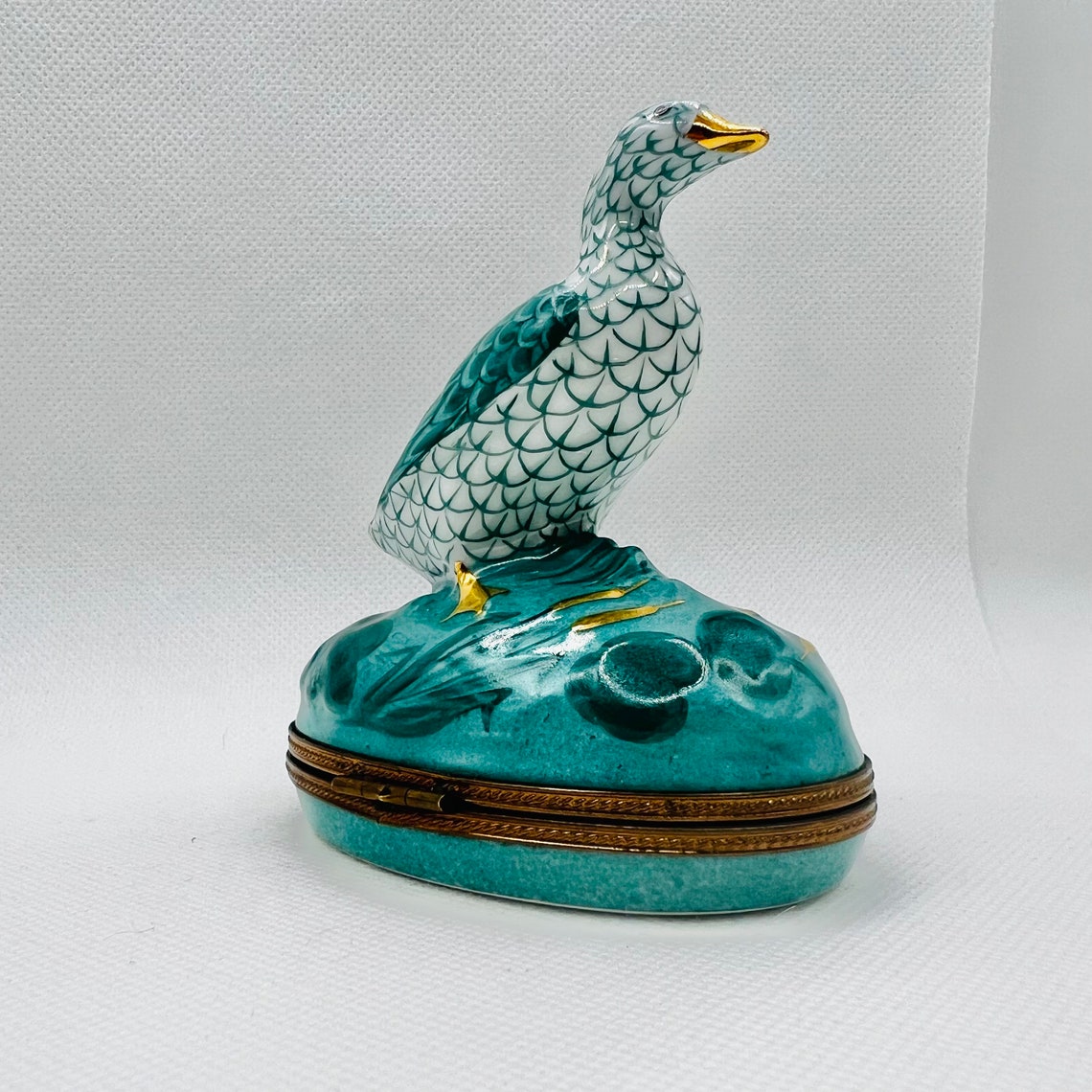 RARE Beautiful DUCK ~ **herend Style** Fishnet Pattern ~ Limoges ...