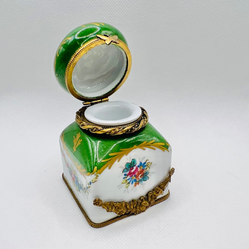 Antique Limoges INKWELL Limoges Box Peint Main hand-painted in Limoges ...