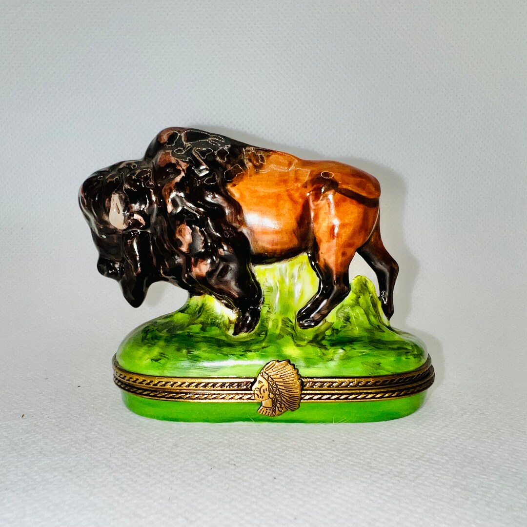 Rare, Gorgeous BISON ~ Gerard Ribierre (GR) ~ Limoges Trinket Box ...