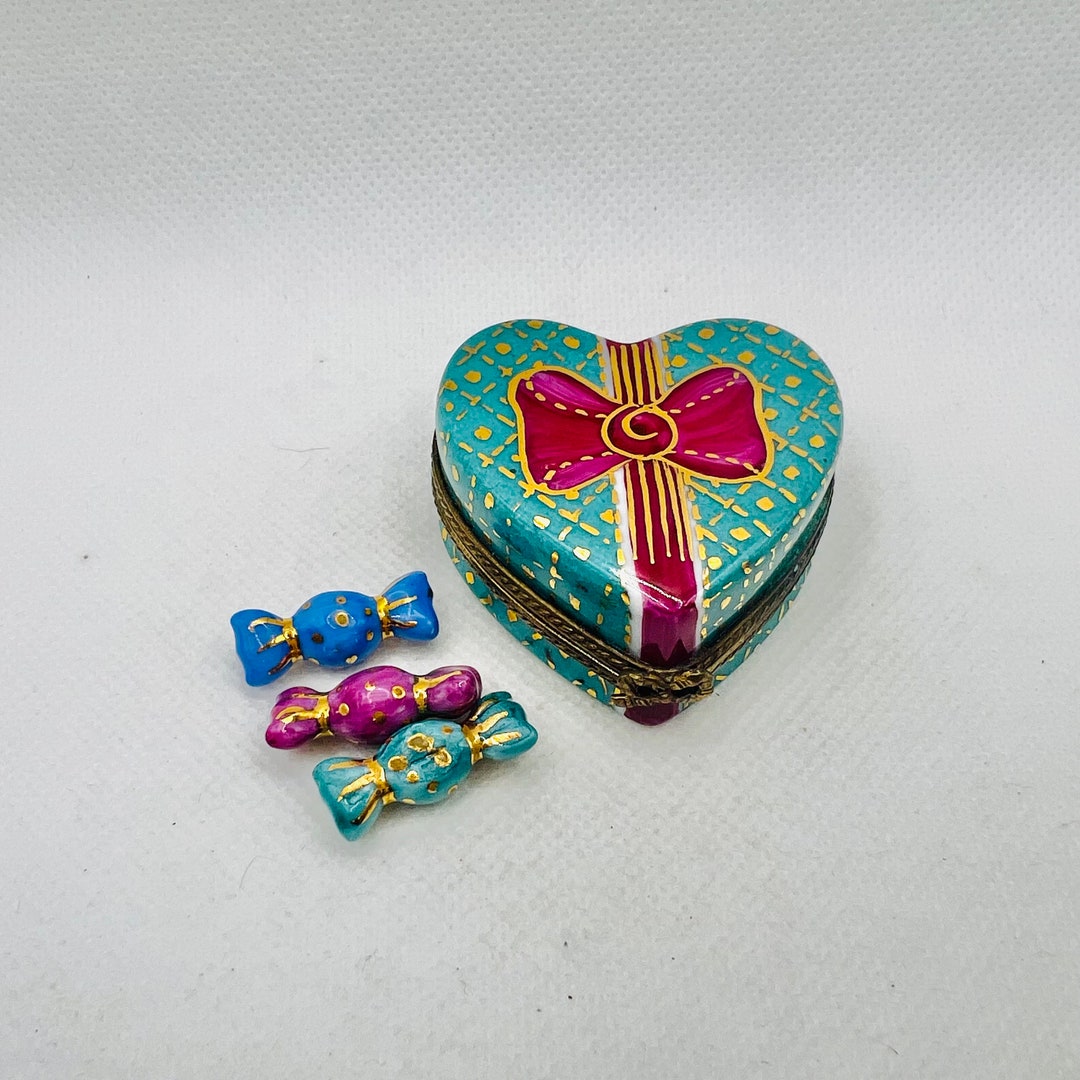 RARE Heart Box W/ Candies LIMITED Edition Limoges Trinket Box RMC Peint ...