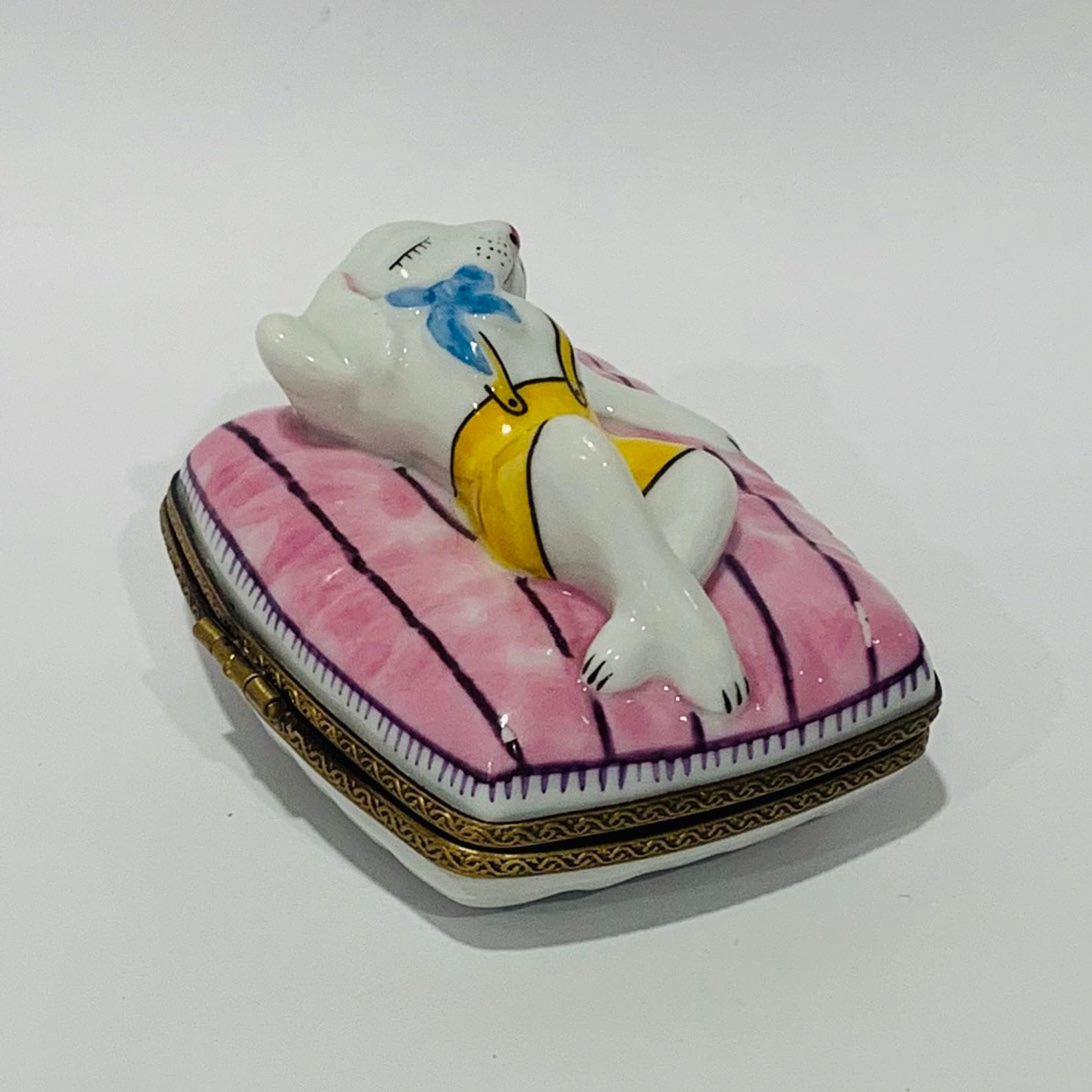 Rare SLEEPING BUNNY RABBIT ~ Limoges Trinket Box ~ Peint Main (hand ...