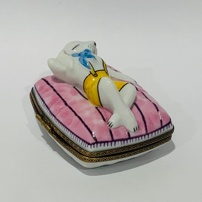 Rare SLEEPING BUNNY RABBIT Limoges Trinket Box Peint Main | Etsy