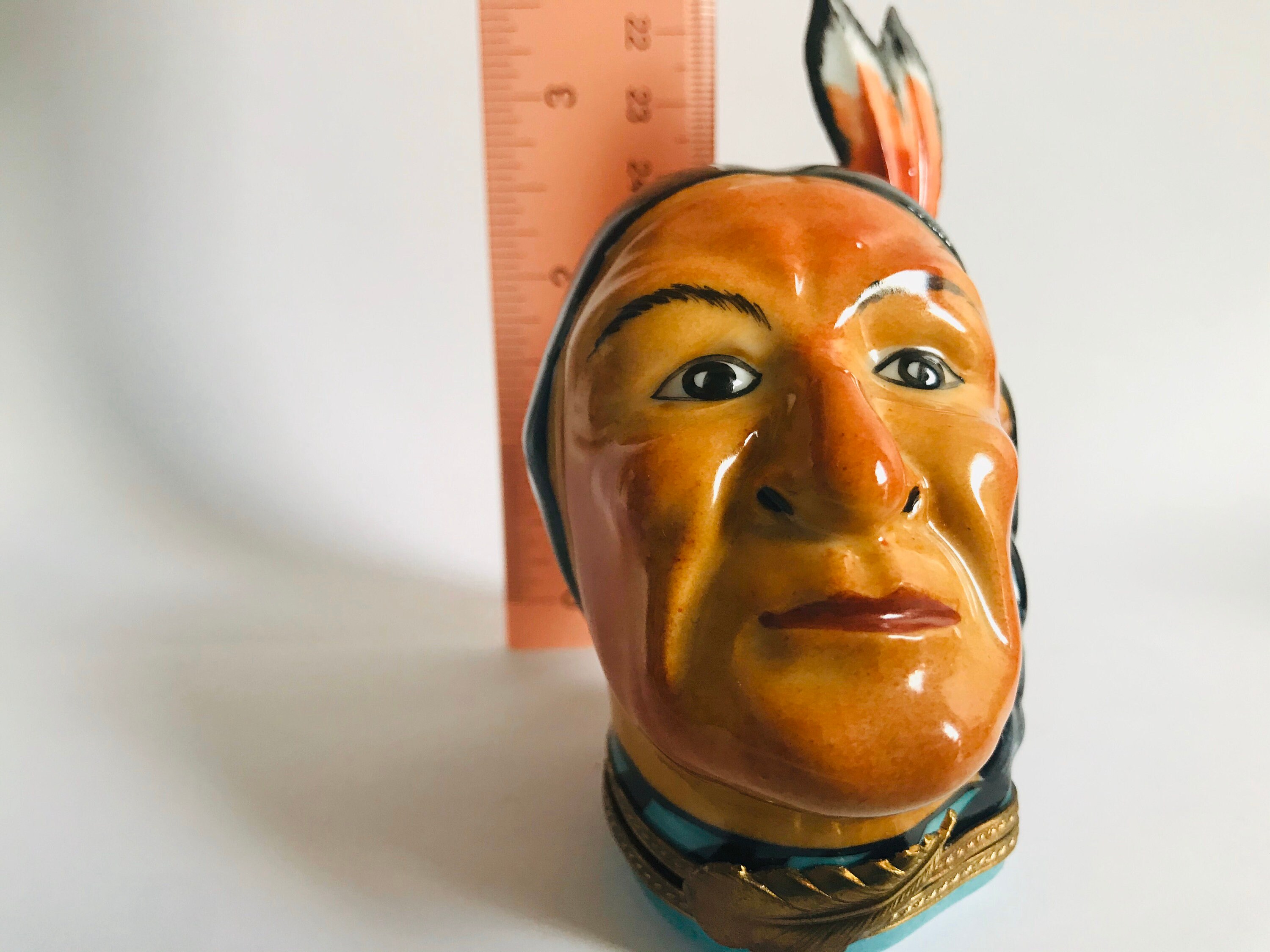 Ultra-rare NATIVE CHIEF Warrior Face W/ FEATHERS Limoges - Etsy