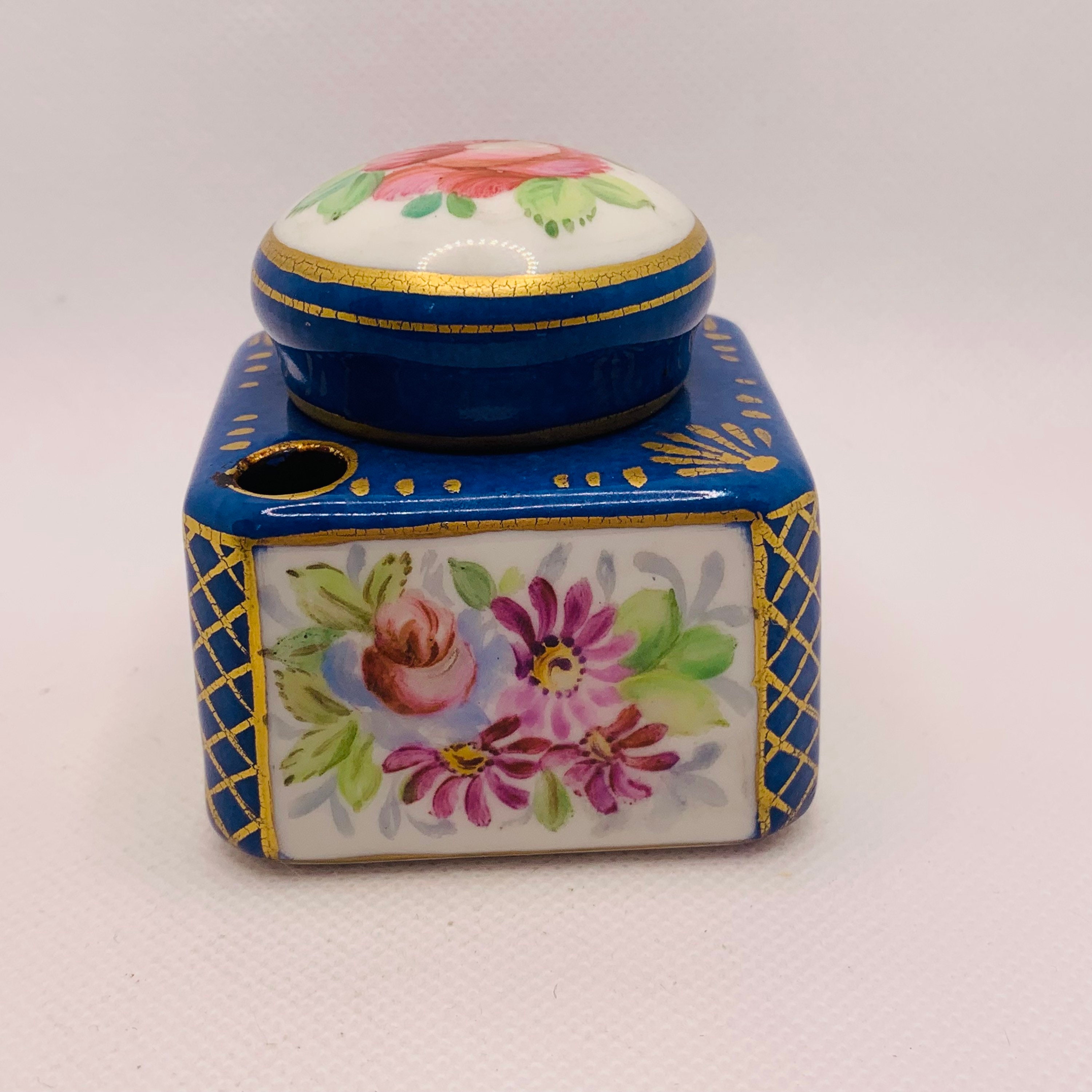 Stunning, Rare Antique INKWELL Limoges Box Peint Main Limoges, France ...