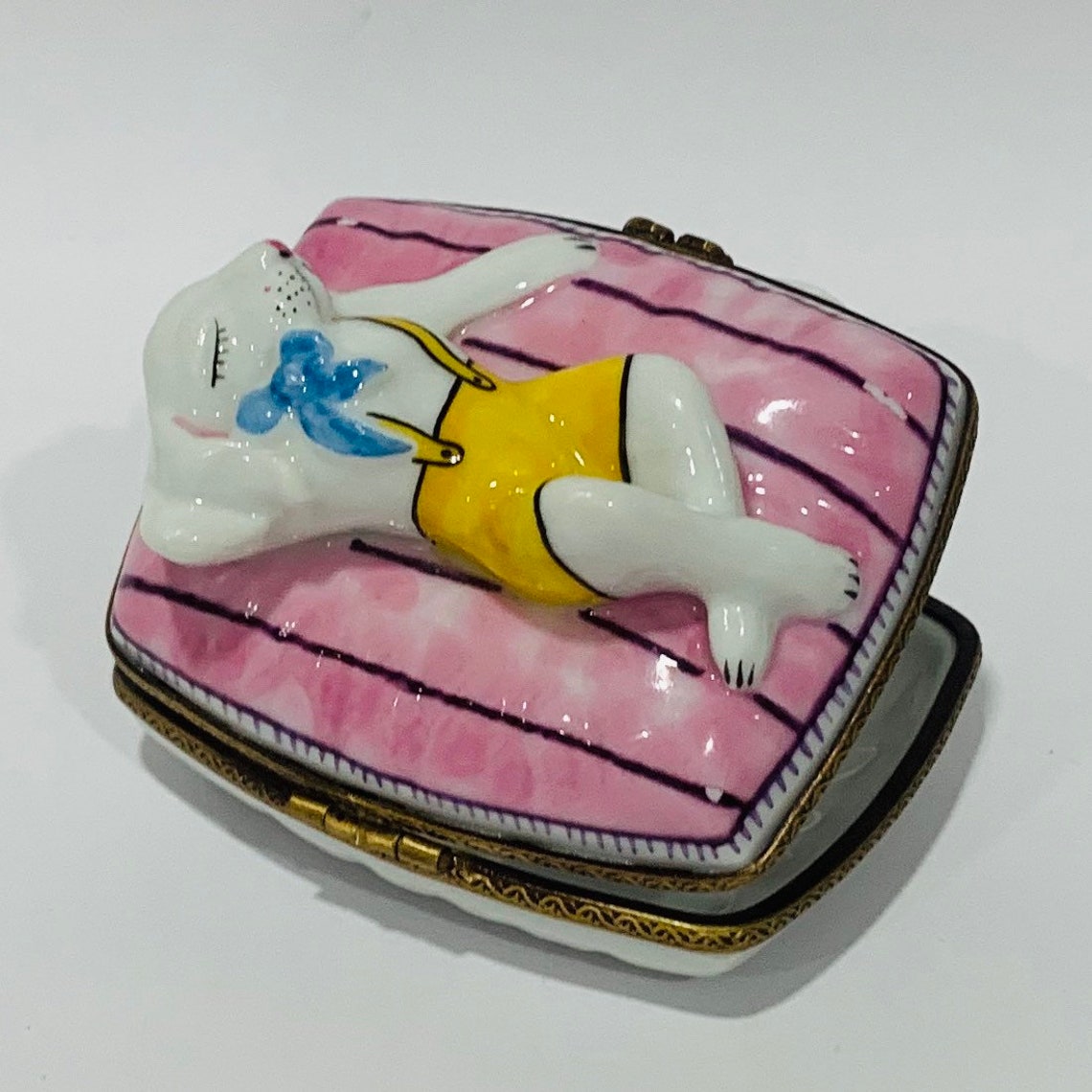 Rare SLEEPING BUNNY RABBIT ~ Limoges Trinket Box ~ Peint Main (hand ...