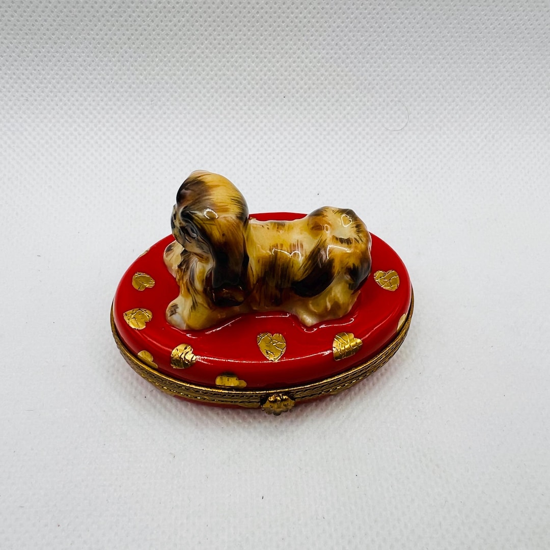 Cutest Pekingese Puppy Dog ~ SINCLAIR ~ Limoges Trinket Box ~ Limited ...