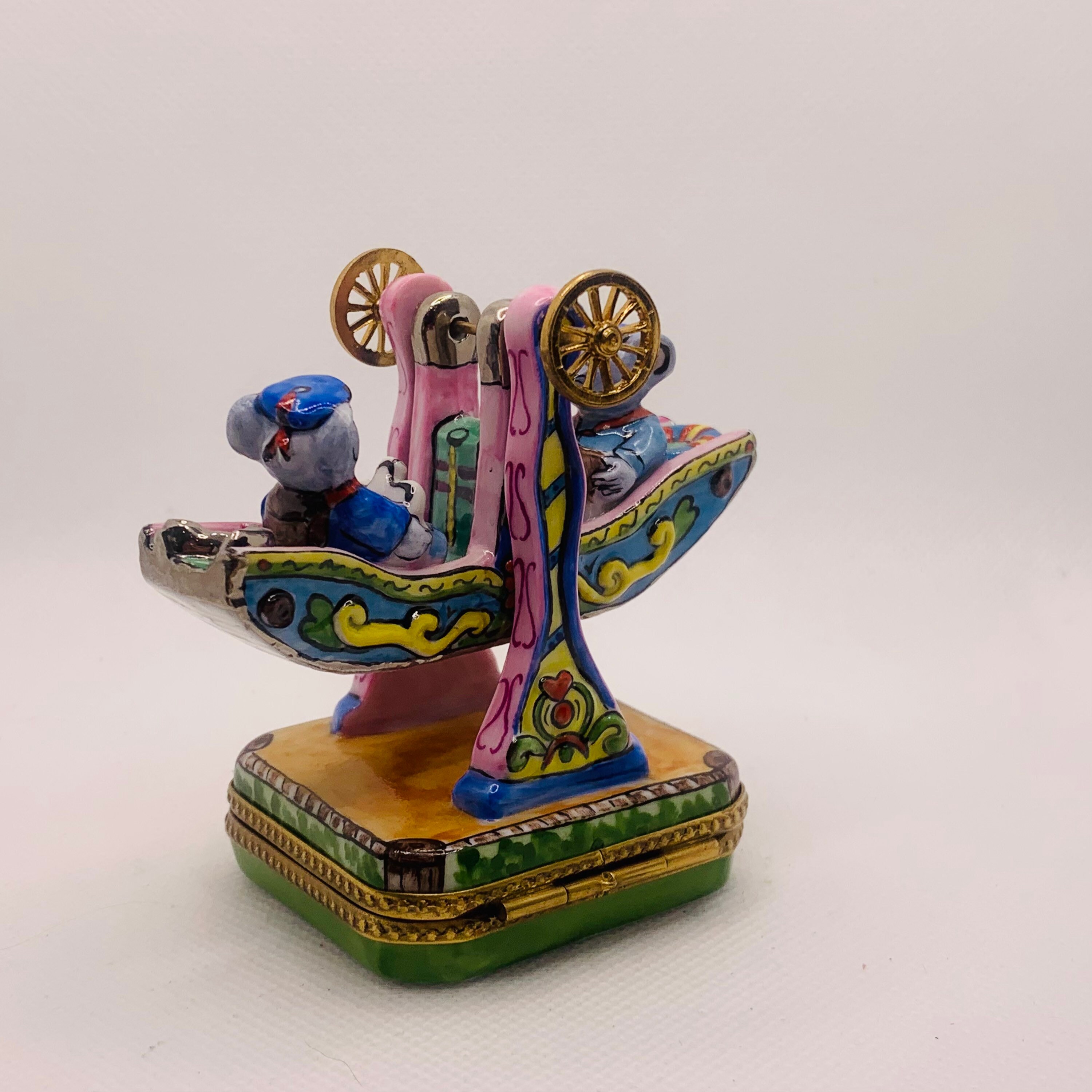 Whimsical MICE in Swinging Boat Carnival Ride Limoges | Etsy