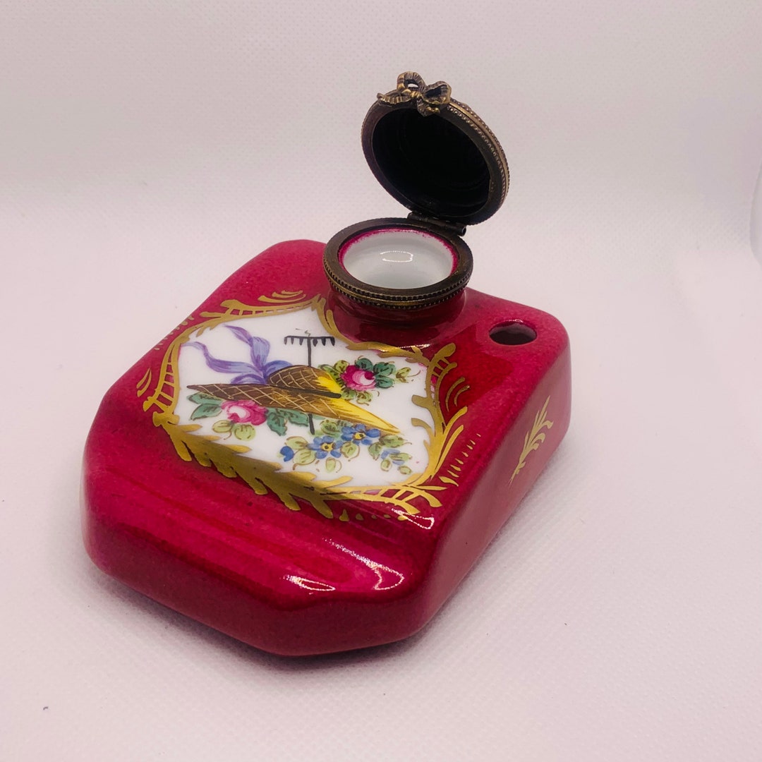 Stunning, Rare Antique INKWELL ~ Limoges Box ~ Peint Main ~ Limoges ...