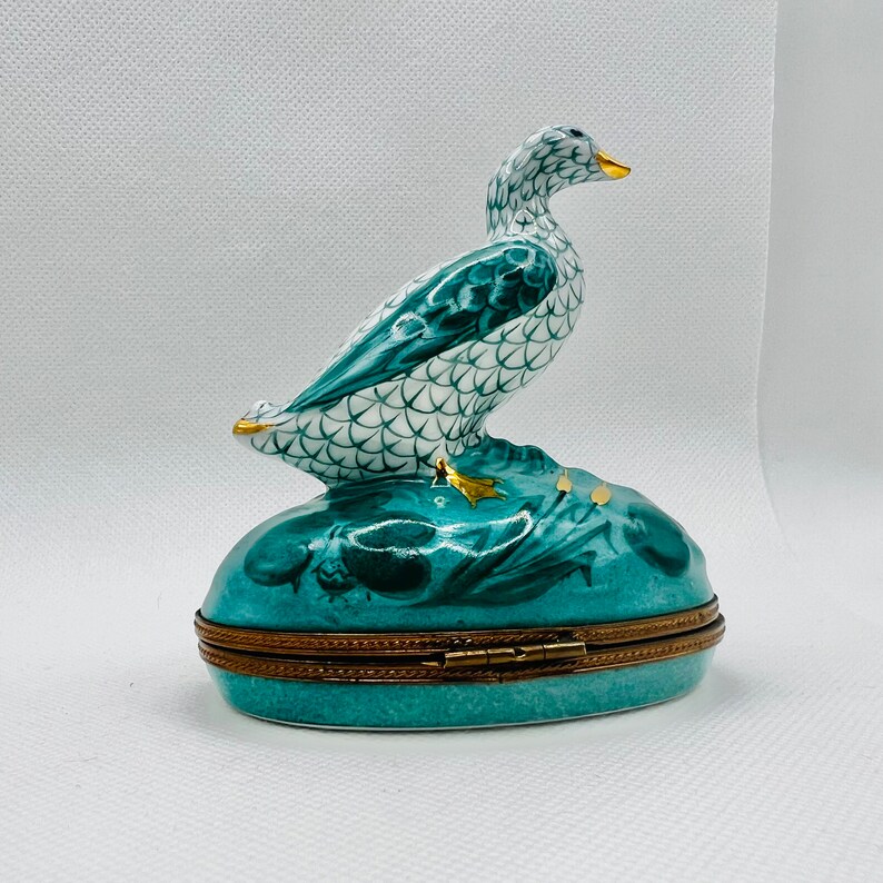 RARE Beautiful DUCK ~ **herend Style** Fishnet Pattern ~ Limoges ...