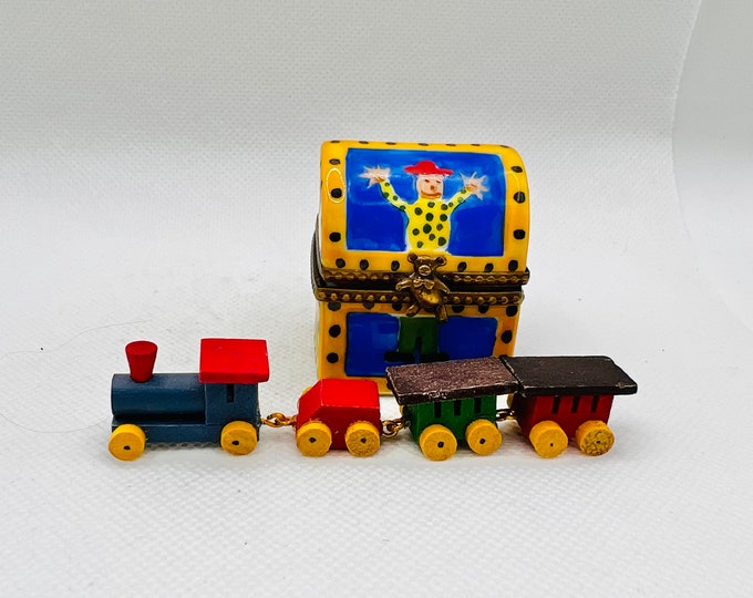 Toy Chest W/ Wooden Train ~ Limoges Imports ~ Limoges Trinket Box ...