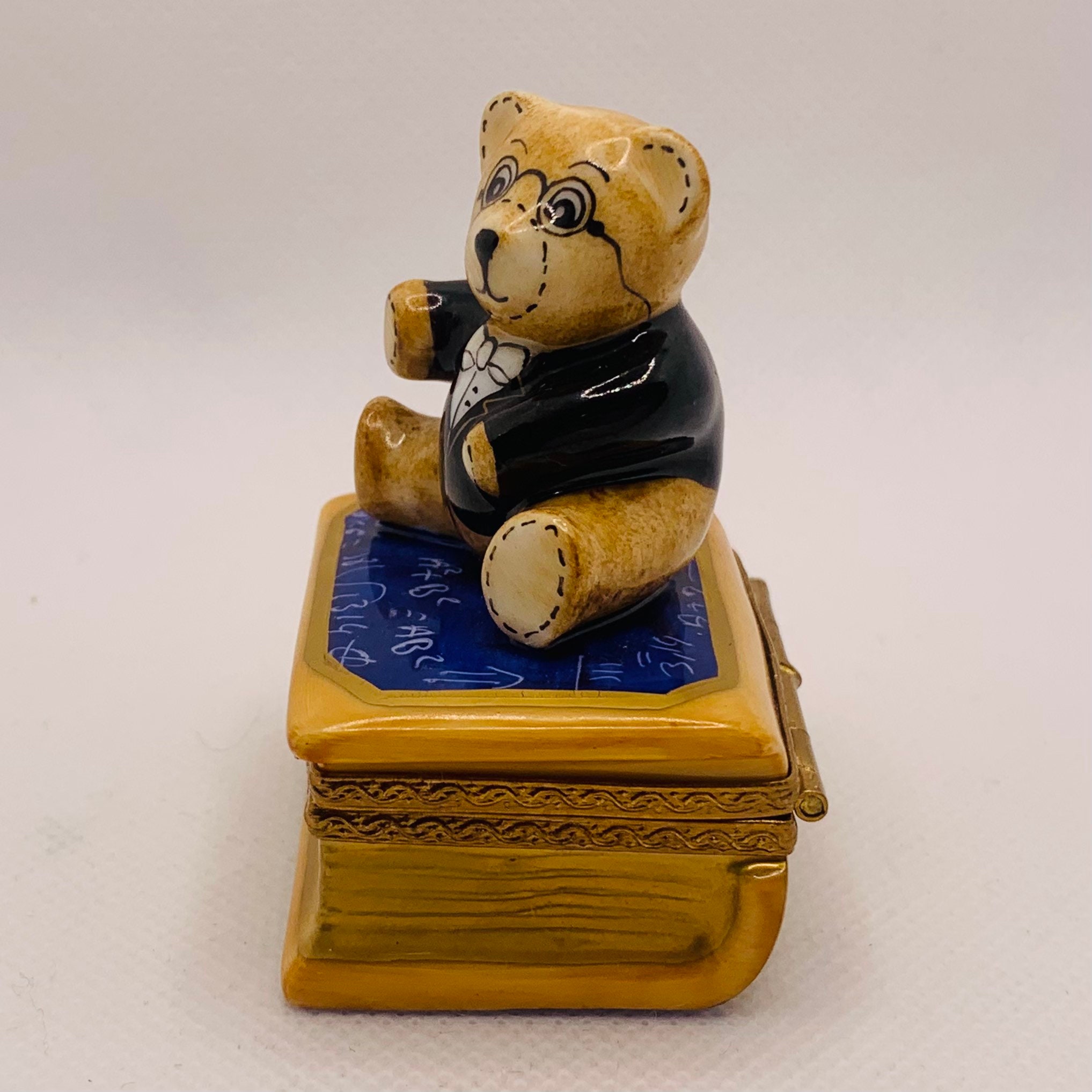 Professor Bear Limoges Trinket Box Peint Main hand-painted in Limoges ...