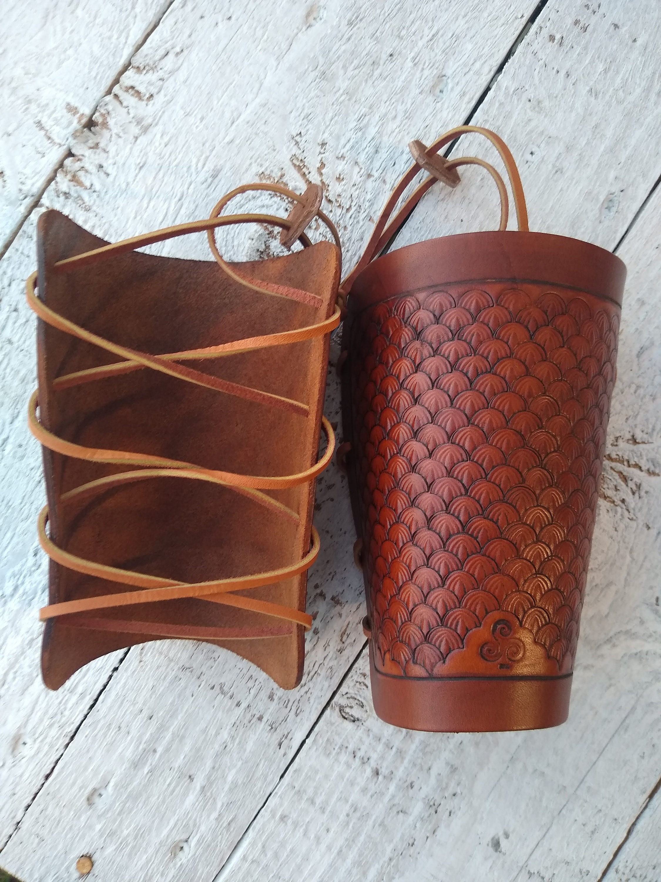 Leather Arm Bracers - Dragon Scale - Etsy