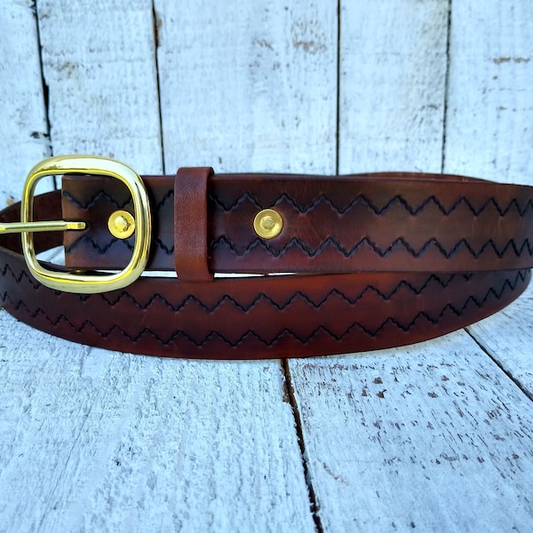Stamped Leather Belt - Etsy