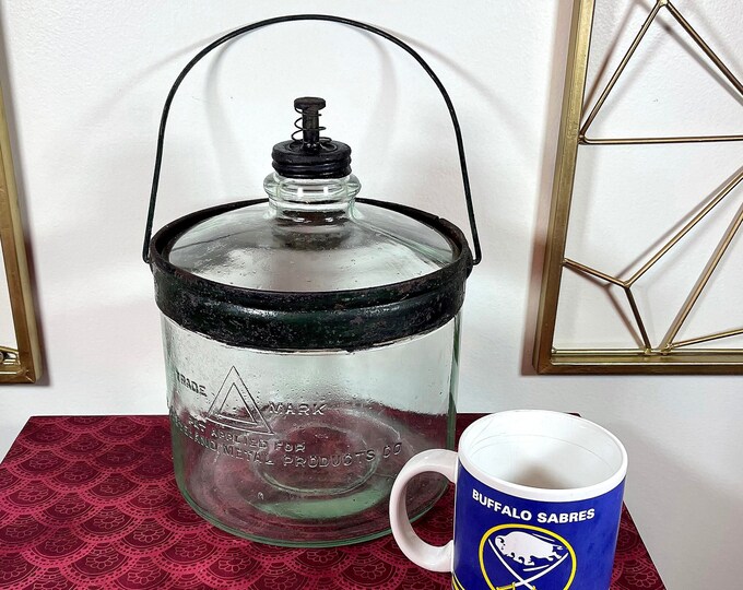 Antique Cleveland Metal Products Kerosene Fuel Drip Blue/green Glass ...