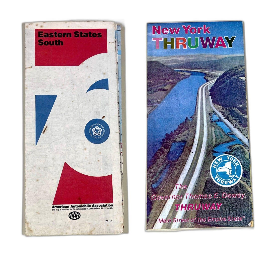 Vintage Pair of Bicentennial Maps, AAA Eastern US and New York Thruway ...