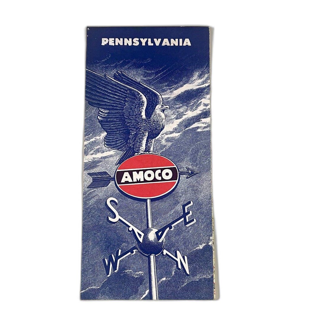 Vintage 1955 Amoco Gas Station Road Map of Pennsylvania, Very Good ...