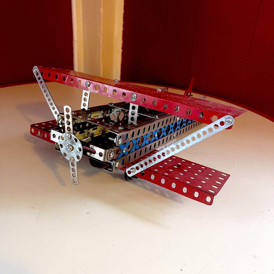 Vintage Midcentury Erector Set Model of Biplane - Great Detail ...
