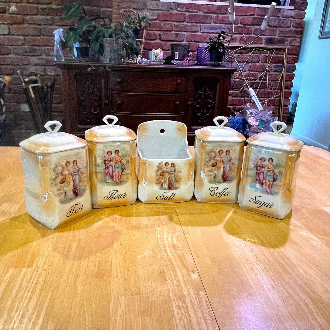 Vintage Czech Lusterware Victorian-style Canister Set 5 - Etsy
