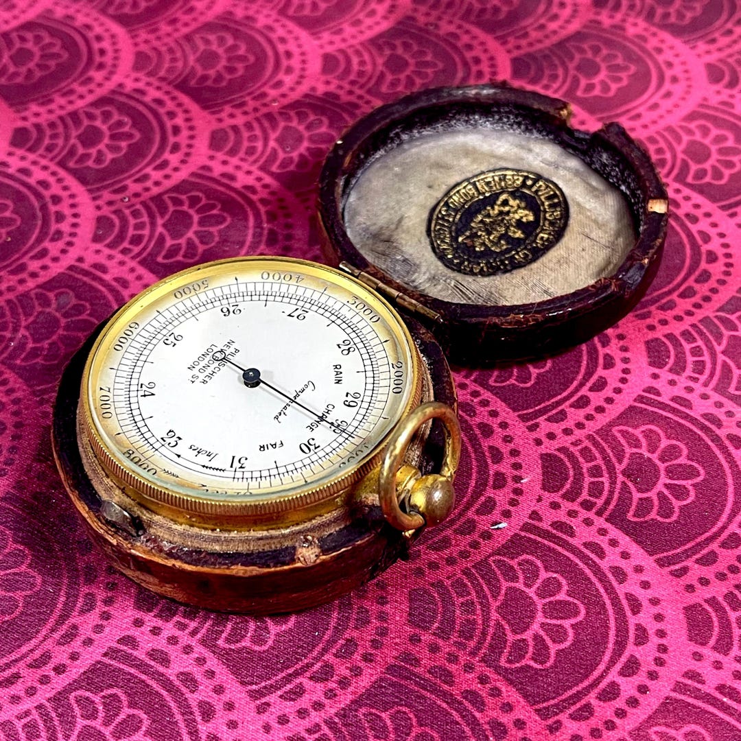 Antique 19th Century Edwardian Aneroid Pocket Barometer Pilltscher New ...