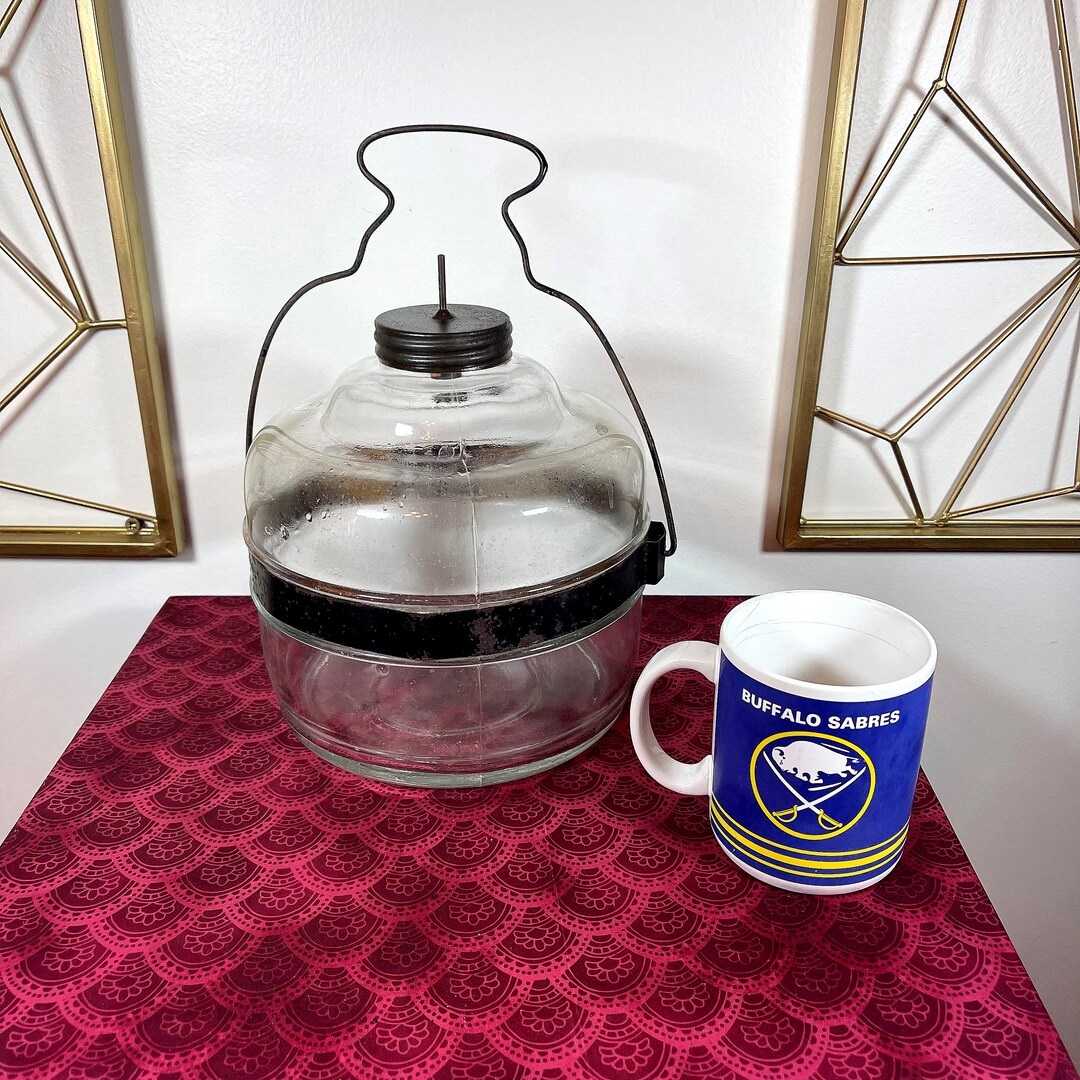 Antique Kerosene Fuel Drip Collection Heavy Clear Glass Jar With ...