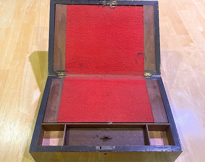 Antique Portable Travel Wooden Writing Desk - Wooden Box With ...