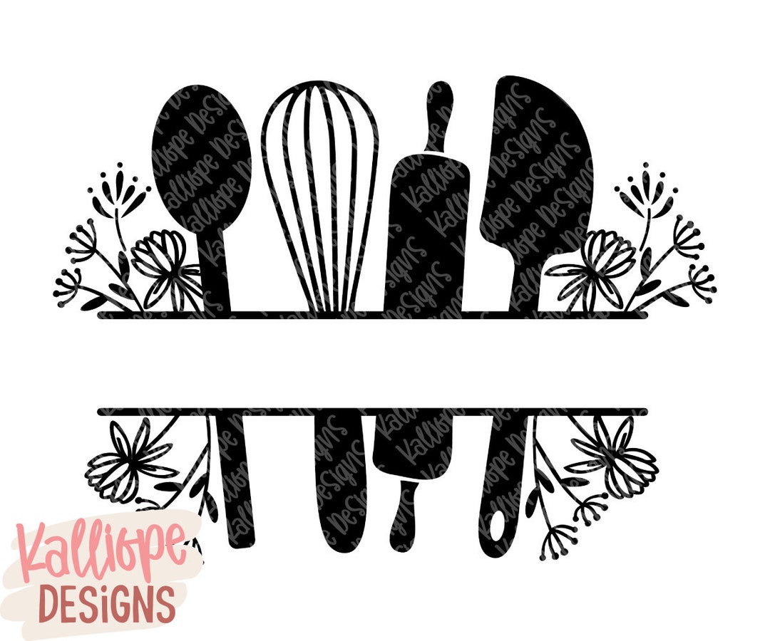 Baking Split Frame SVG, Apron Design, Kitchen Baking Svg, Floral ...