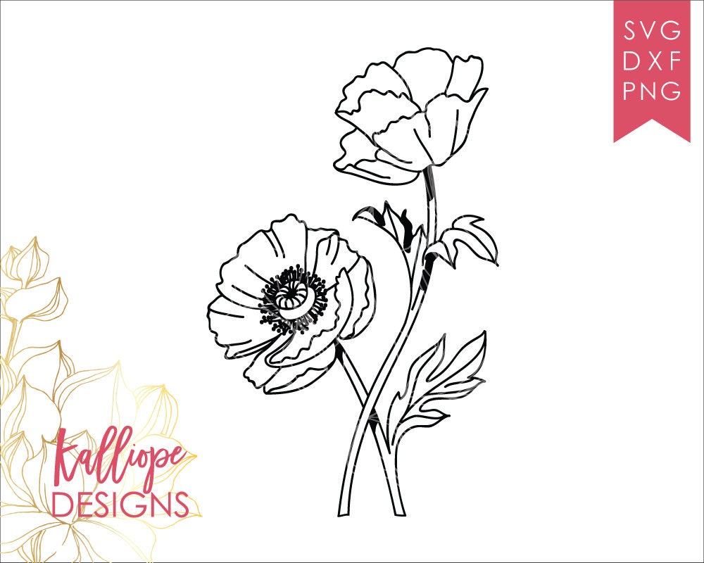 SVG Files Poppy svg Flower svg Floral svg Botanical svg | Etsy