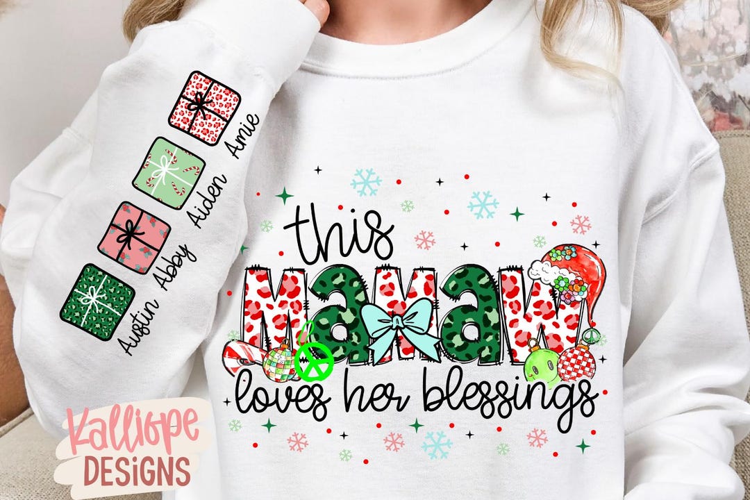 This Mamaw Loves Her Blessings PNG, Customizable Mamaw PNG, Christmas ...