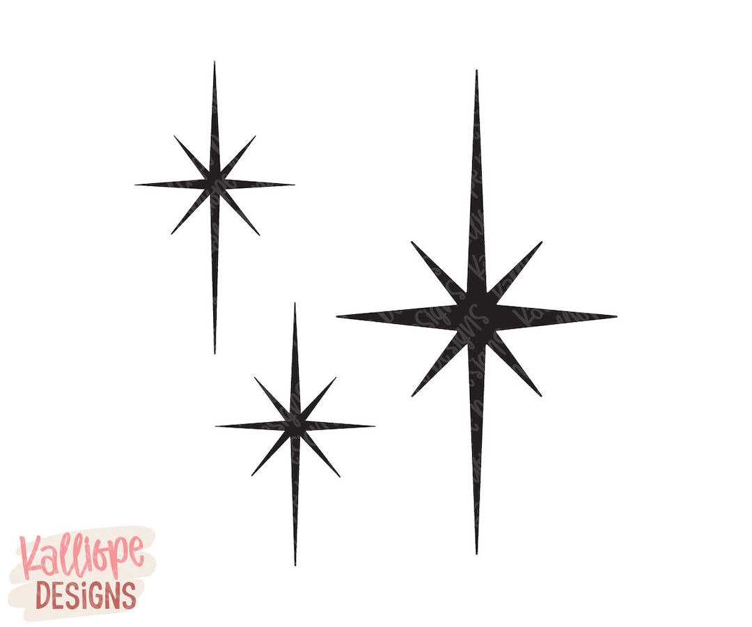 MCM Star SVG: Elongated Twinkly Star Clipart (digital Files) - Etsy