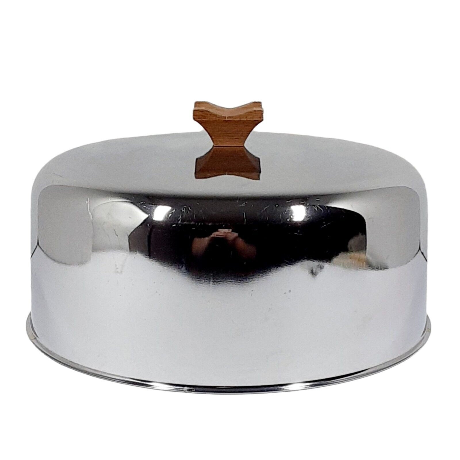 Chrome Cake Cover With Teak Wood Handle Vintage Metal Dome - Etsy