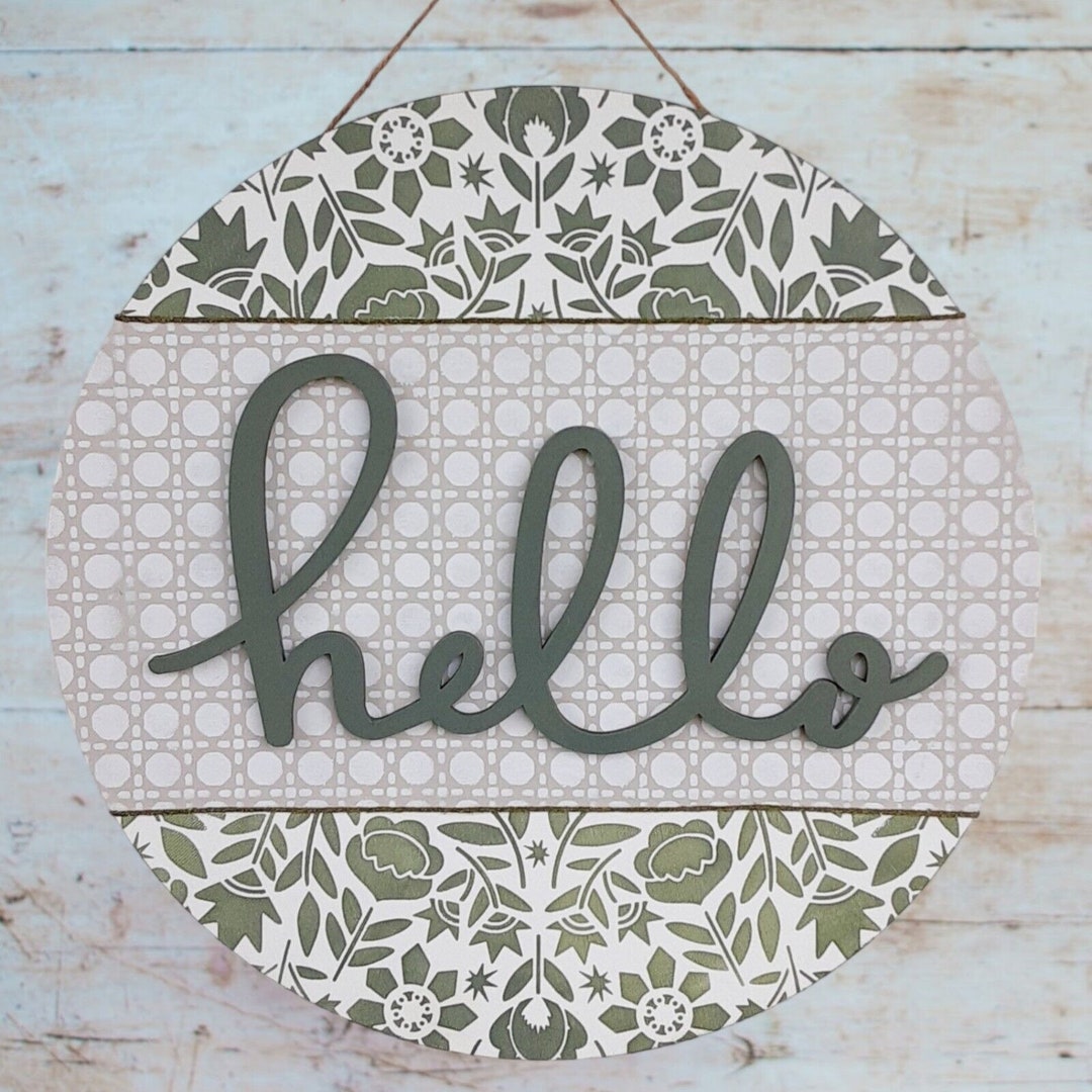 Hello Boho Bohemian Rattan Canvas Hand-painted 16 Green - Etsy