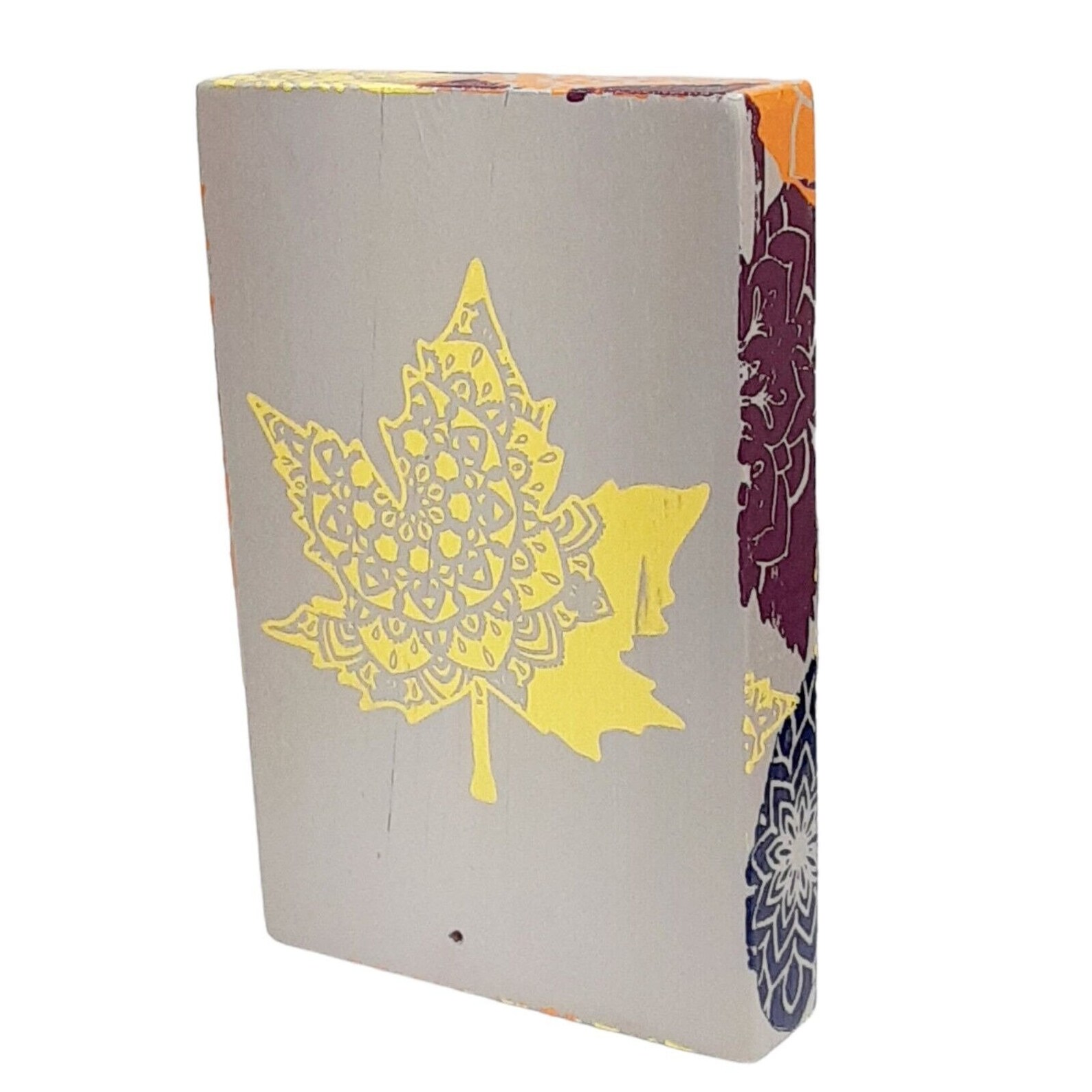 Floral Leaf Shelf Sitters, Four-piece Handcrafted Wood Block Set ...