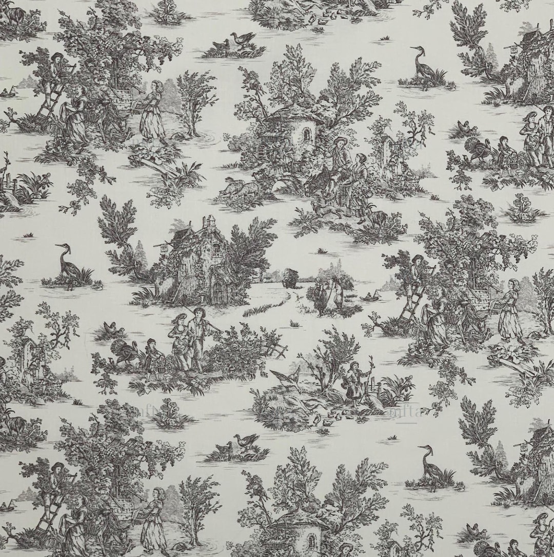 Toile De Jouy Fabric Cotton Country Style Fabric for Closses - Etsy