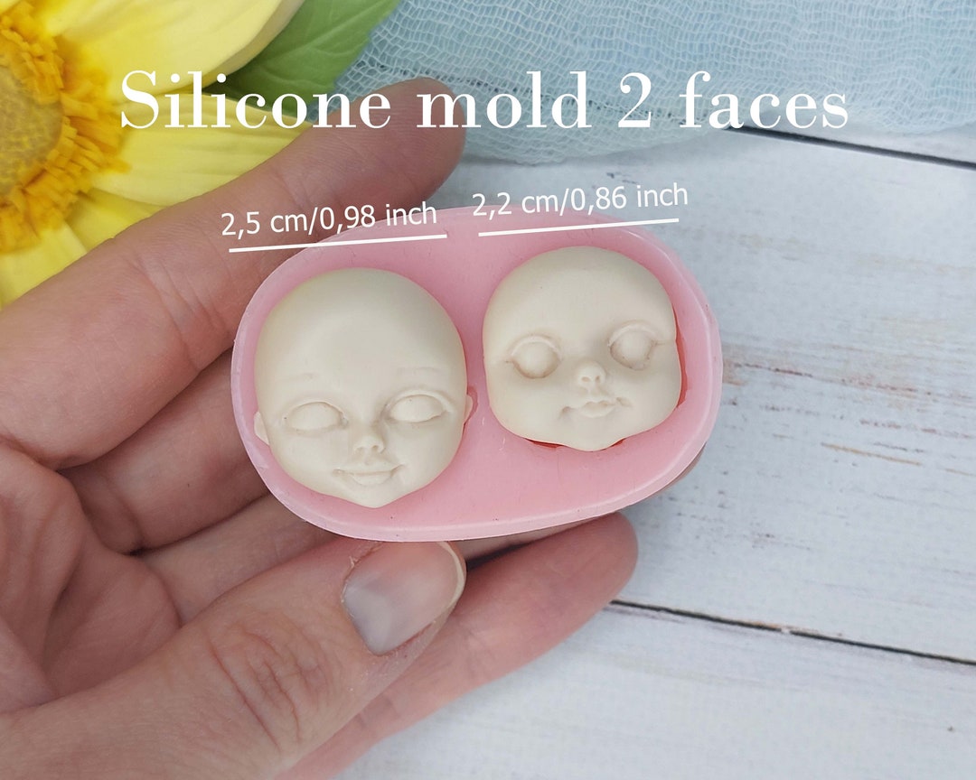 Silicone Mold 2 Doll Faces (RED) Size 2,2х2,2 Cm/0,86х0,86 Inch & 2,5x2 ...