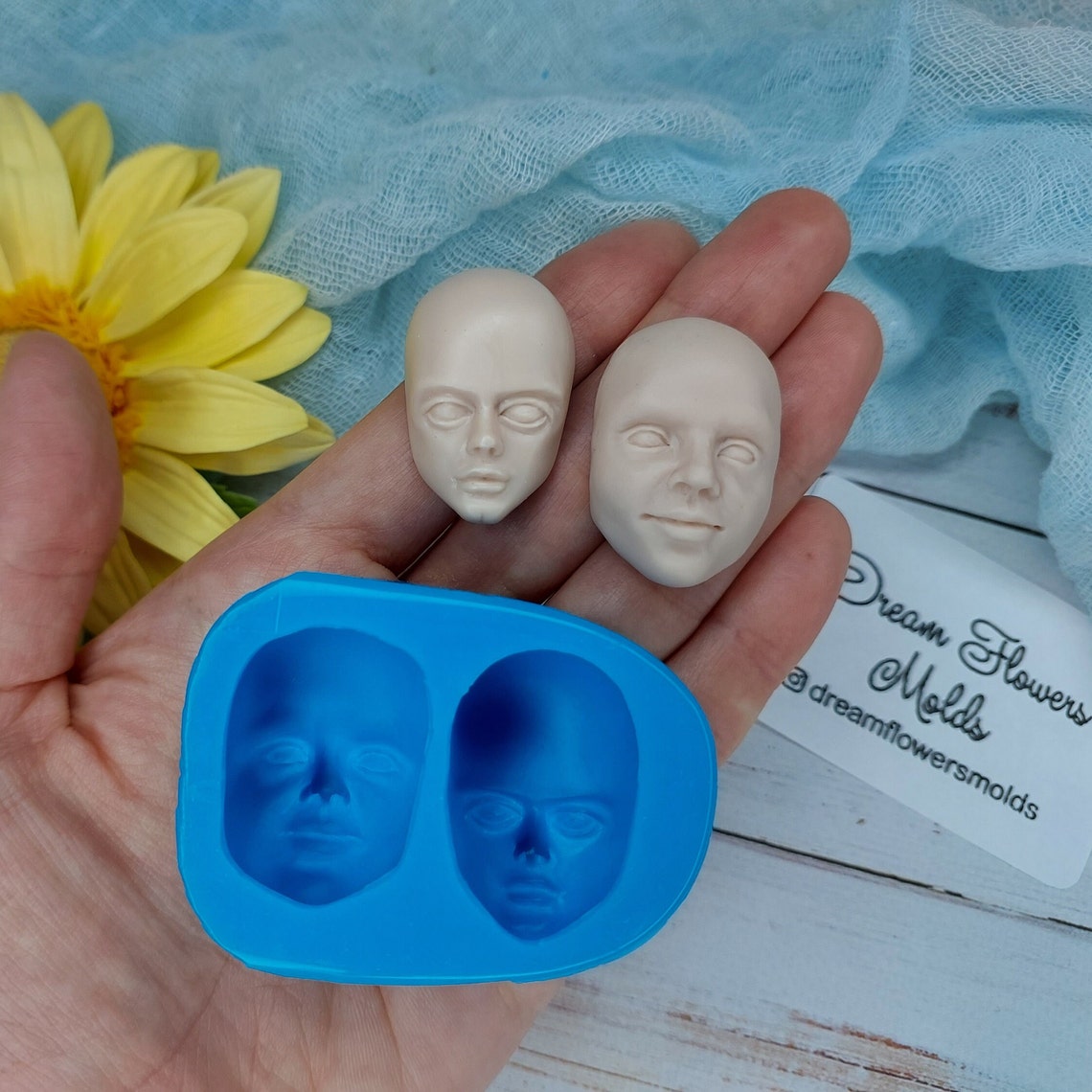 Silicone Mold 2 Man Faces/santa Face Size 3,5х2,2 Cm/1,37х0,9 Inch & 2 ...