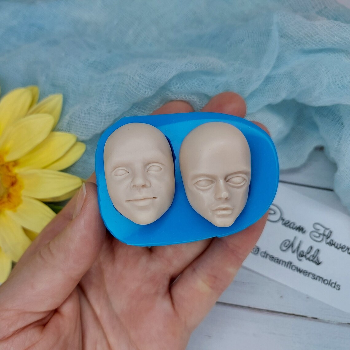 Silicone Mold 2 Man Faces/santa Face Size 3,5х2,2 Cm/1,37х0,9 Inch & 2 ...