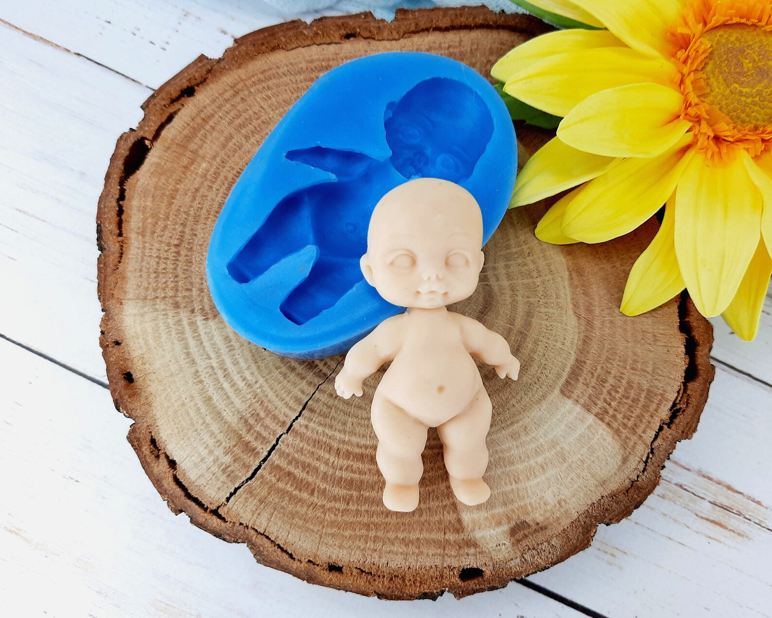 Silicone Mold of Doll Size 5,9х3,5 Cm/2,3х1,4 Inch Doll Mold for Clay ...