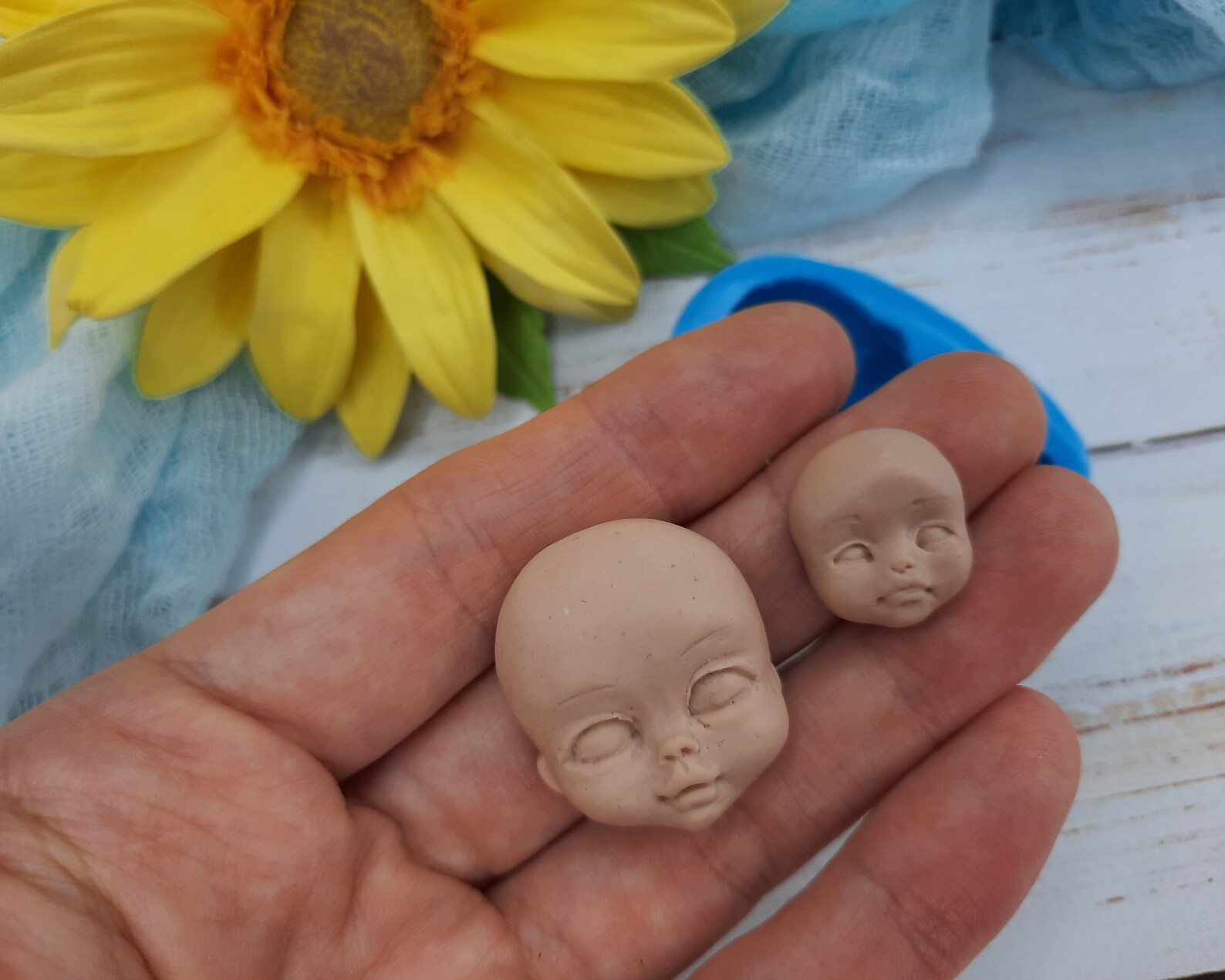 Silicone Mold 2-faces of Doll Size 1,5х1,5 & 2х2,5 Cm Doll Mold for ...